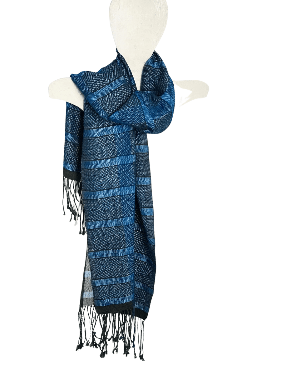 Rebozo San Cristóbal Azul – Maestras Artesanas